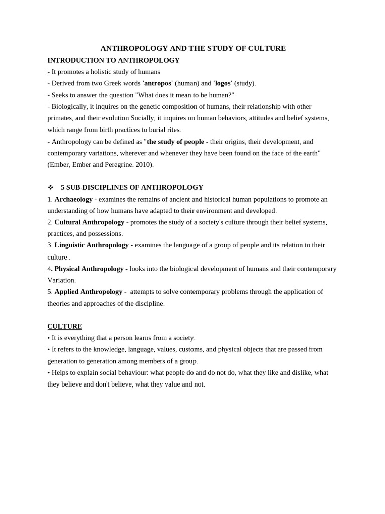 Anthropology and The Study of Culture | PDF | Anthropology | Symbols