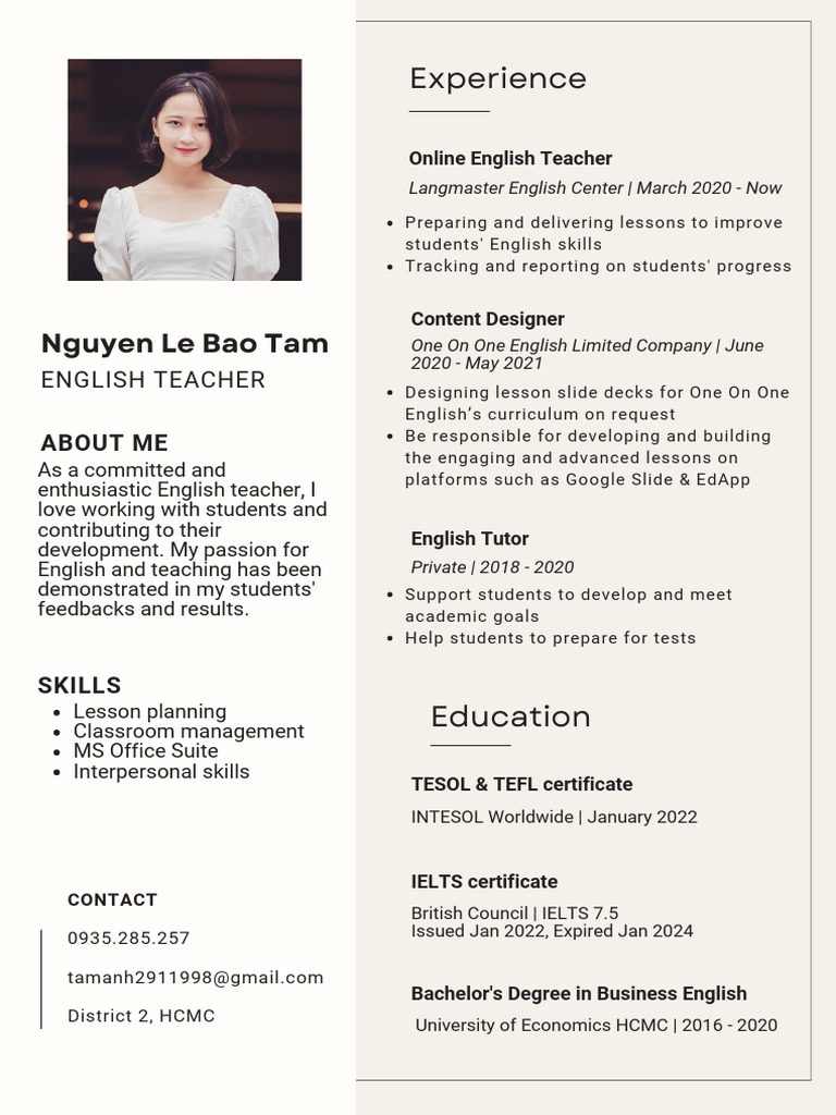 Resume - Bao Tam | PDF