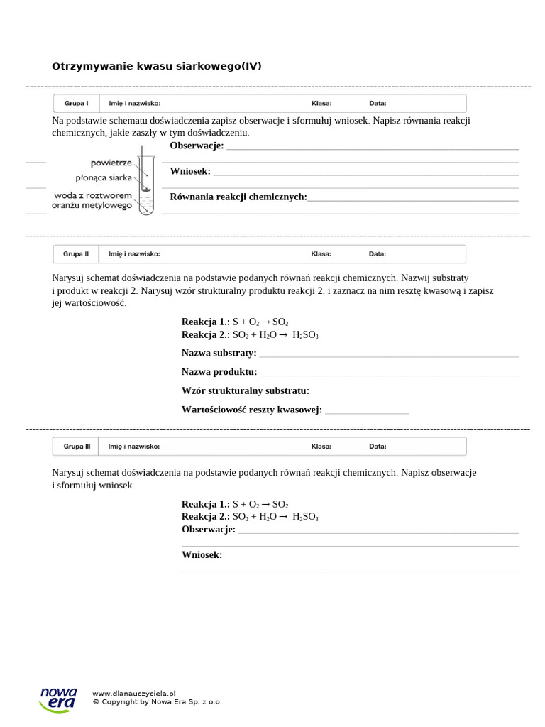 Kartkowka Otrzymywanie Kwasu Siarkowegoiv | PDF