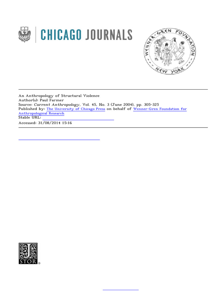 Farmer, Anthropology of Structural Violence | PDF | Anthropology | Self ...