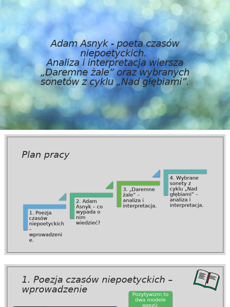 Adam Asnyk - Poeta Czasow Niepoetyckich - Prezentacja | PDF
