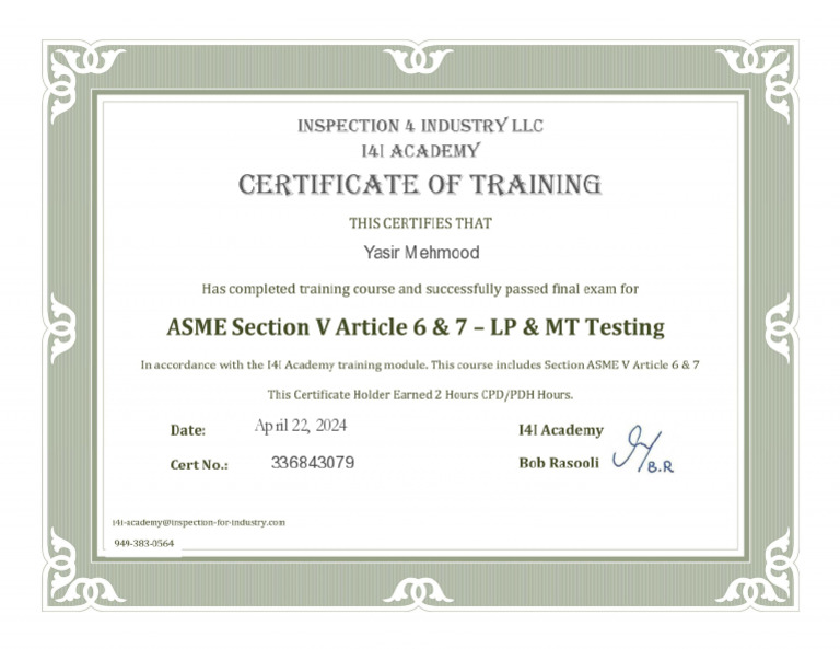 ASME Sec V Article II, LP & MT | PDF