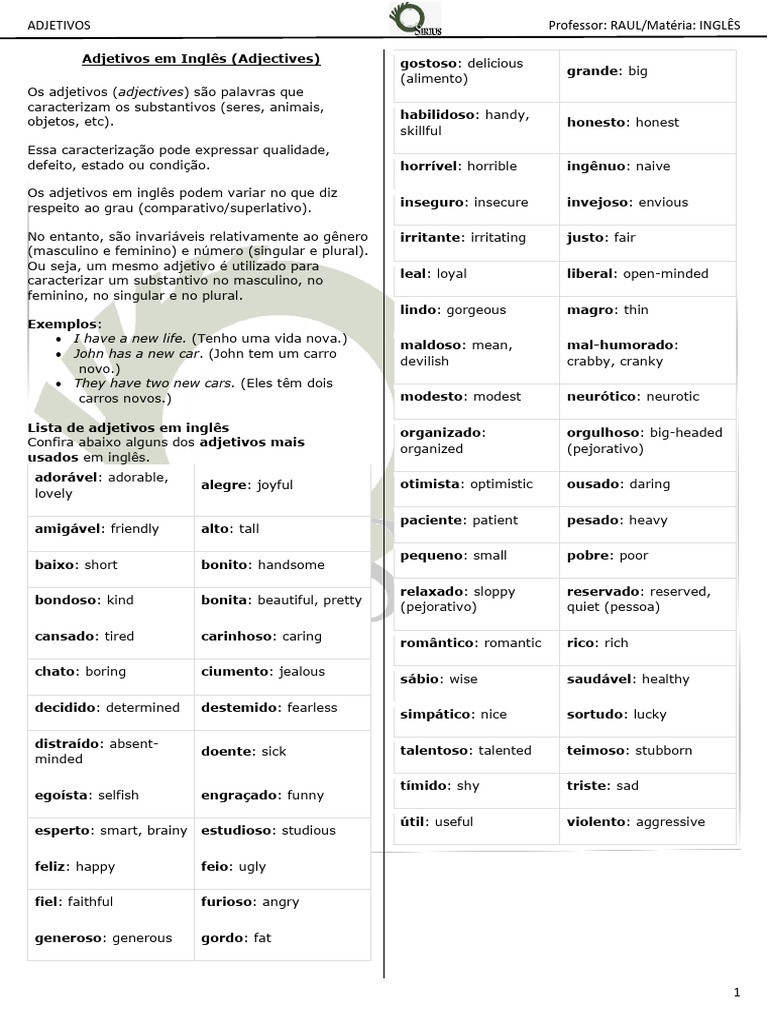 Adjectives | PDF