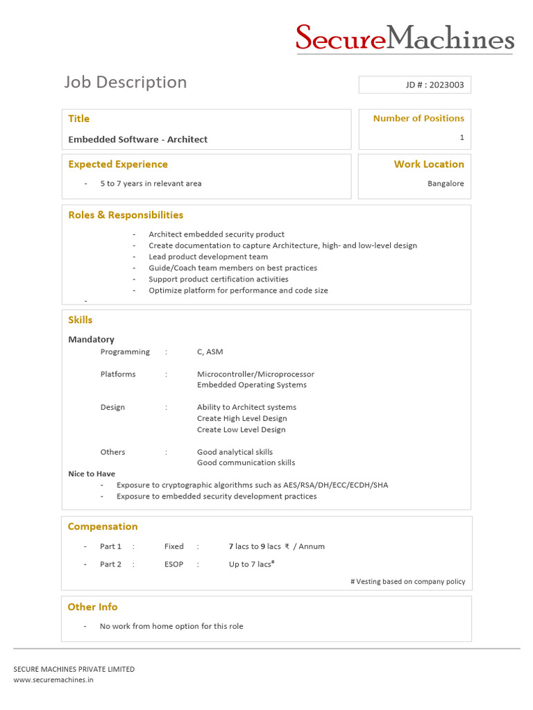 JD Embedded Architect | PDF