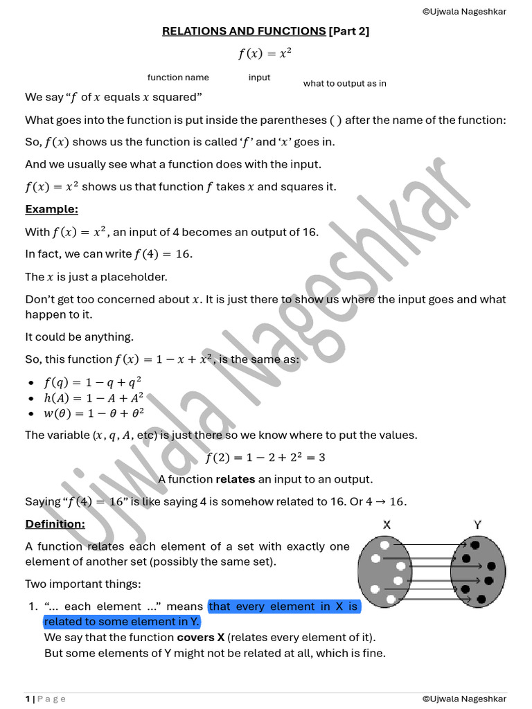 Relations and Functions - 11th - 2nd (AutoSave) | PDF | Function (Mathematics) | Teaching ...