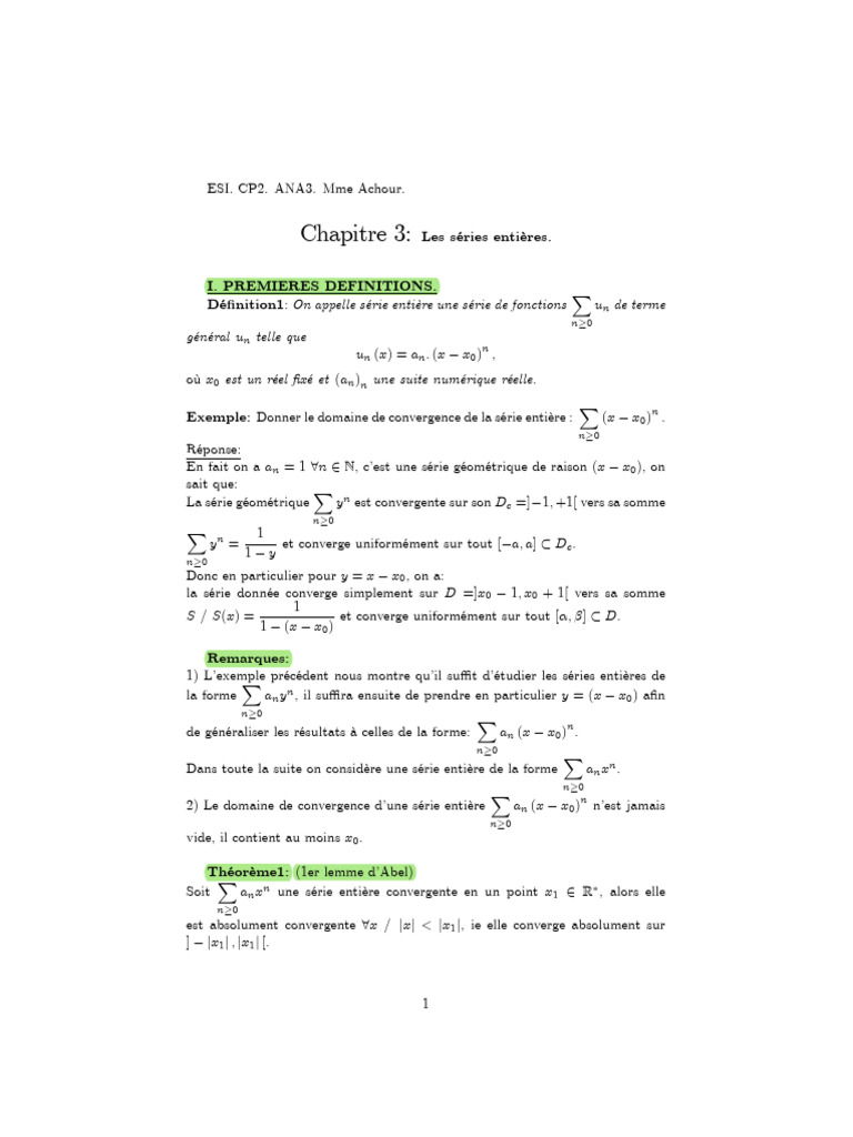 Séries Entières | PDF