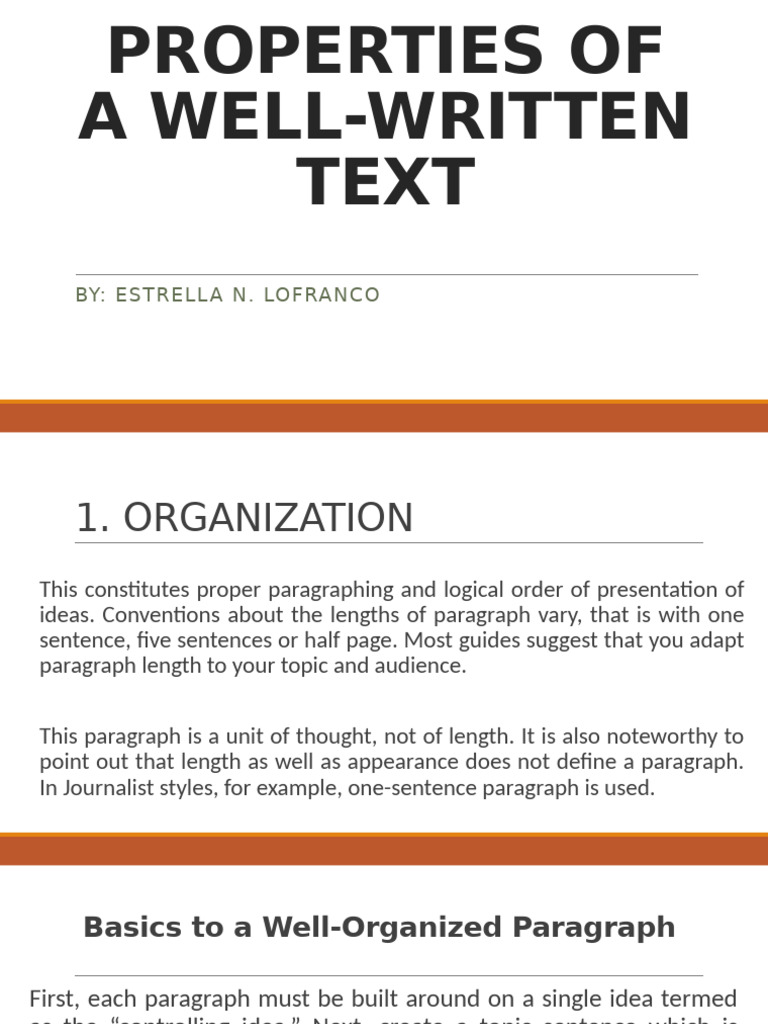 Properties of A Well Written Text | PDF