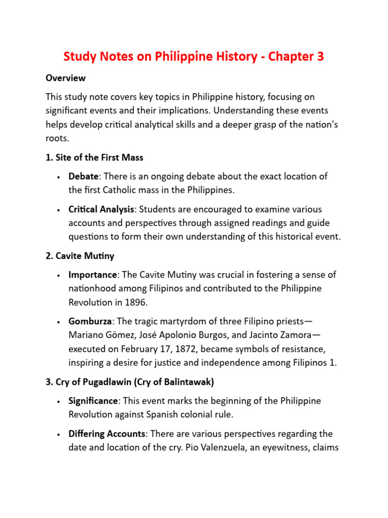 Study Notes On Philippine History Chapter 3 | PDF