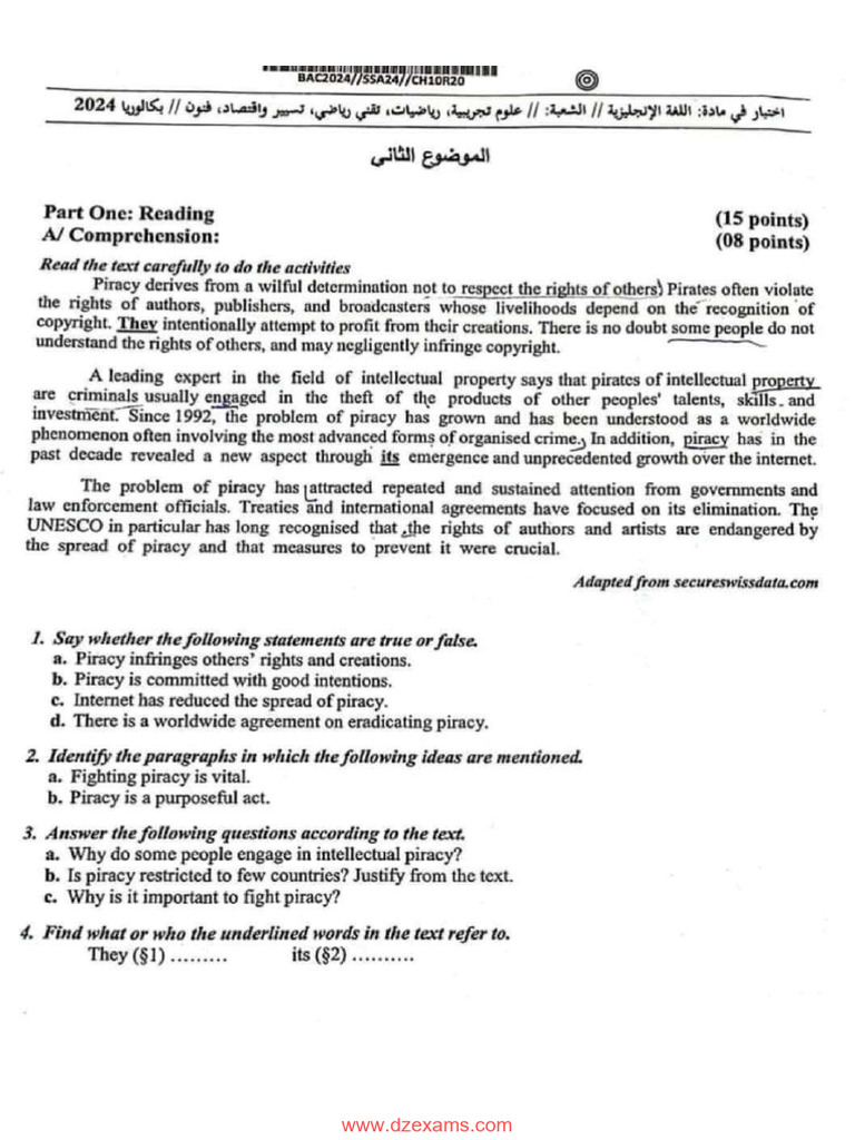 Dzexams Bac Anglais 882145 | PDF