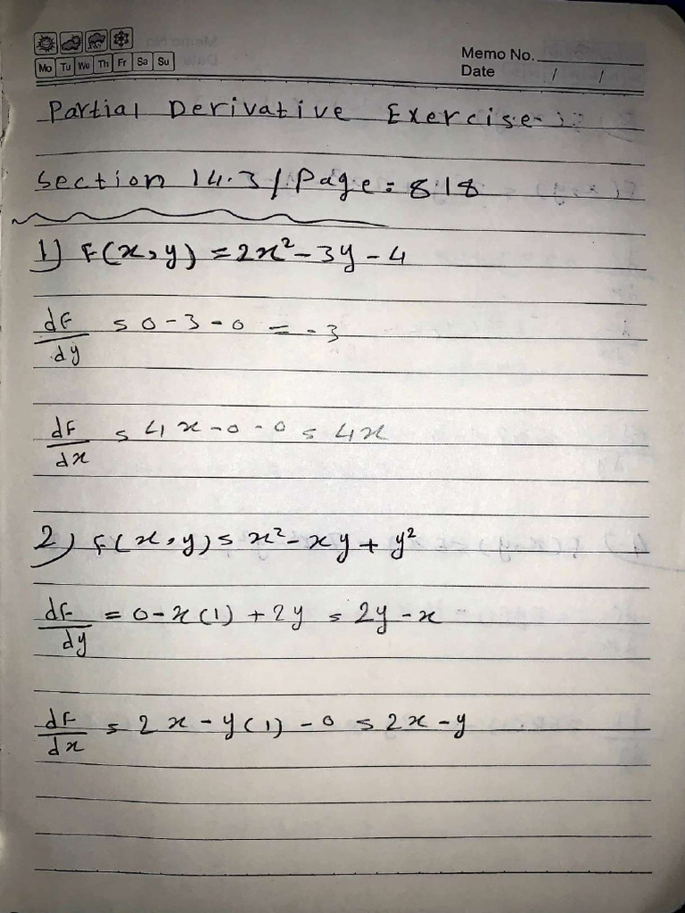 Partial Derivatives Exercise | PDF