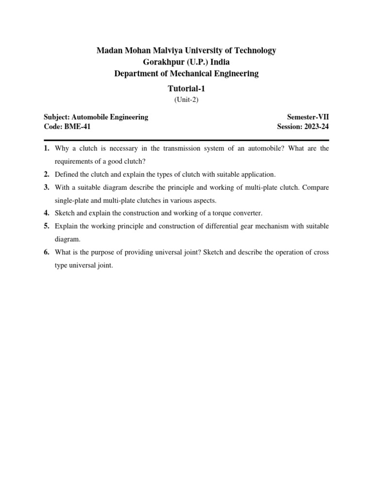 Tutorial 1(Unit 2) | PDF