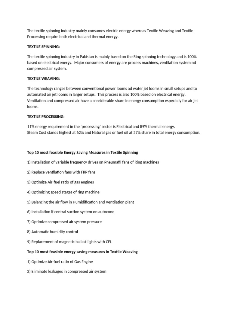 Textile Industry ECMs | PDF