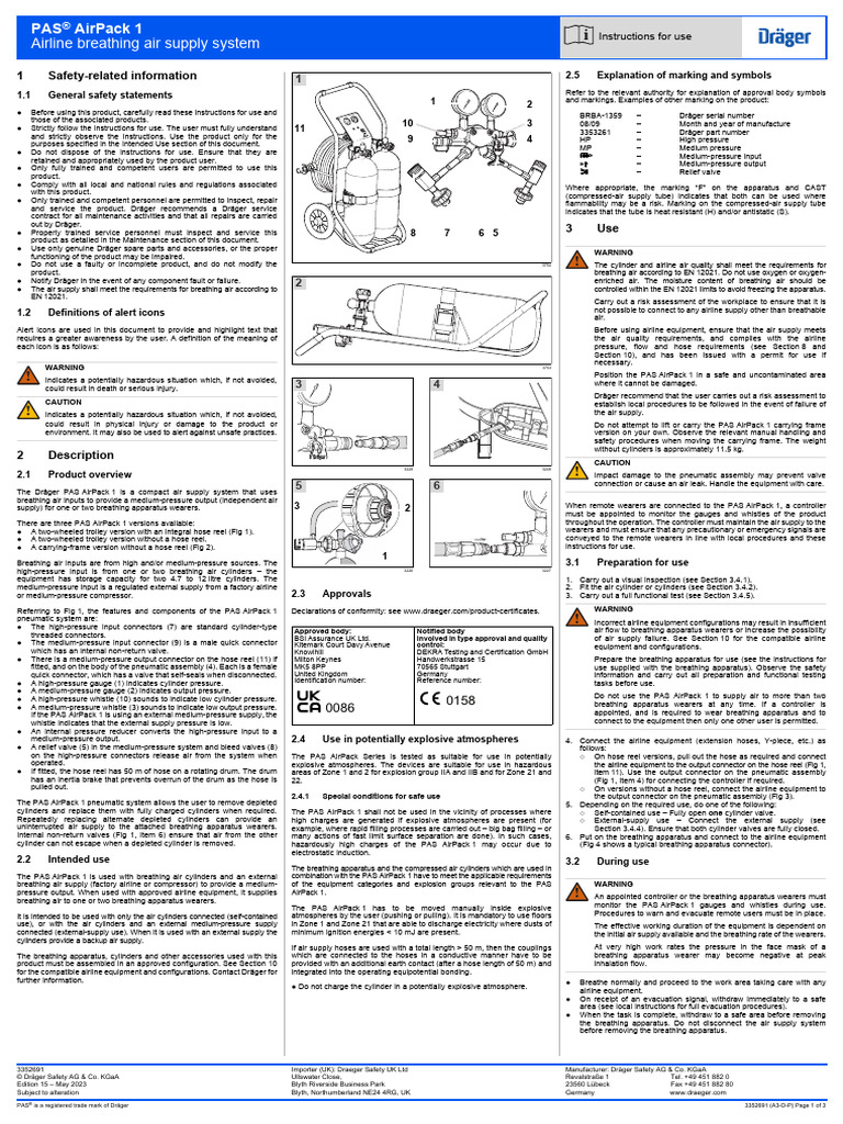 Pas Airpack 1 Series Airline Breathing Air Supply System Ifu 3352691 en ...