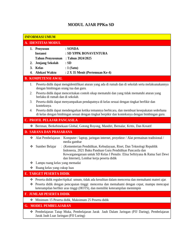 Kelas 1c PKN Pertemuan Ke 4 | PDF