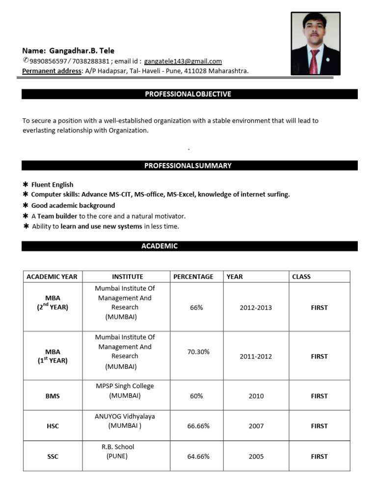 Aug 2022 Gangadhar Tele Resume | PDF