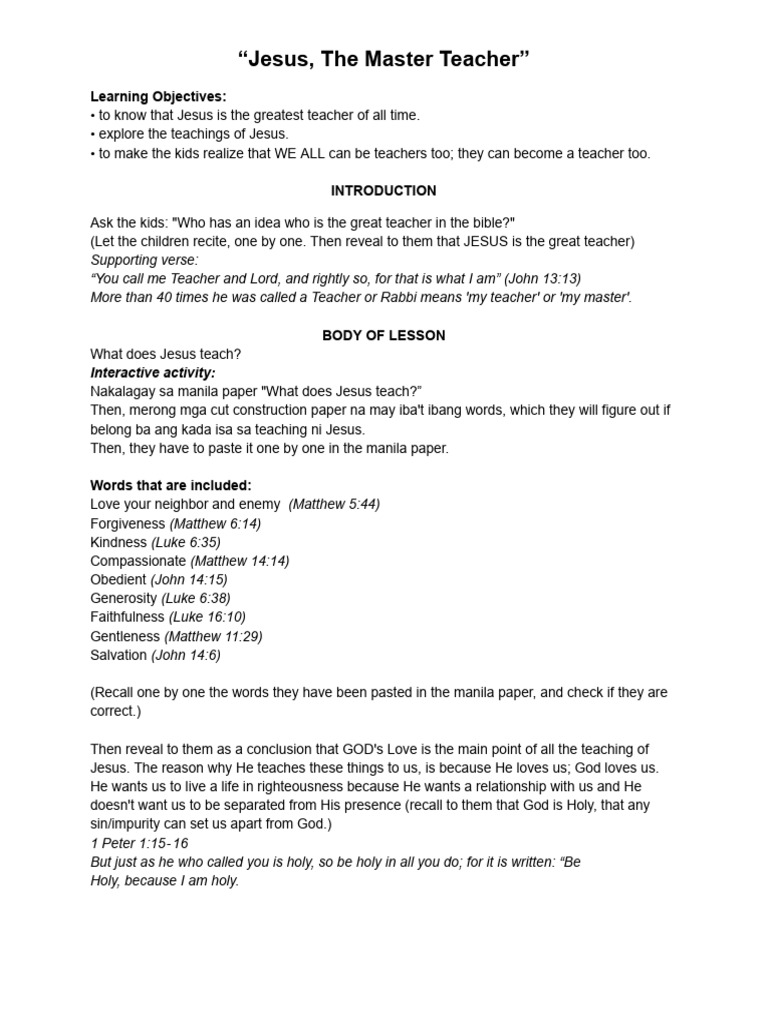 W1 - Jesus, The Master Teacher | PDF