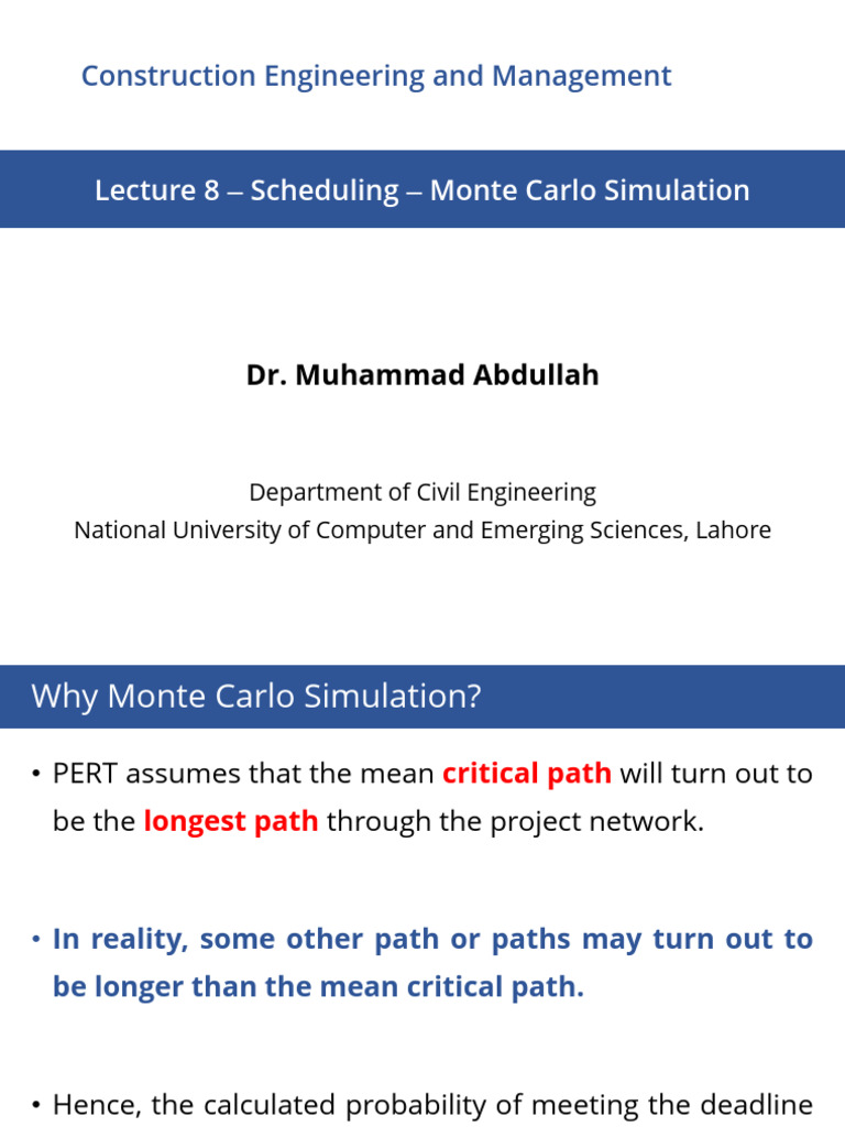 Lecture 8 - Scheduling - Monte Carlo Simulation | PDF
