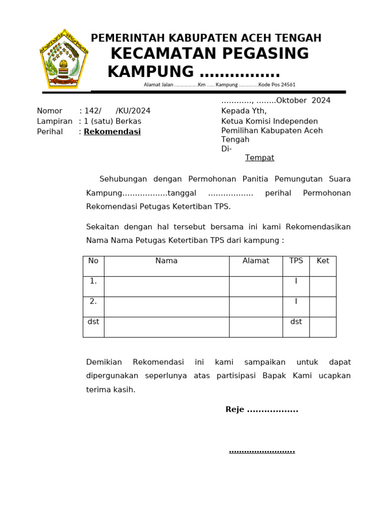 Contoh Rekomendasi | PDF
