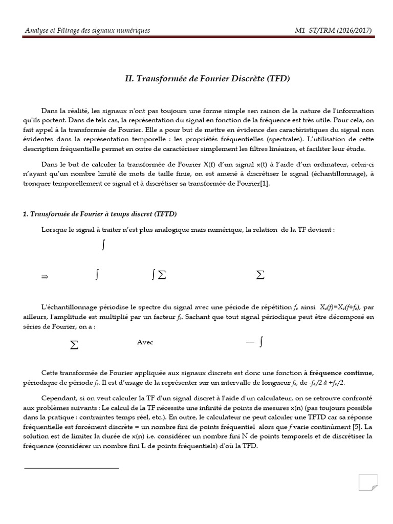 Chapitre 2 TFTD, TDF Et Fenêtrage | PDF