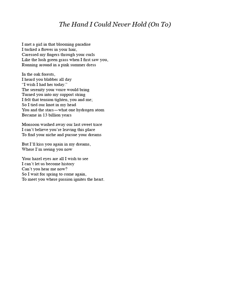 The Hand I Could Never Hold (On To) | PDF