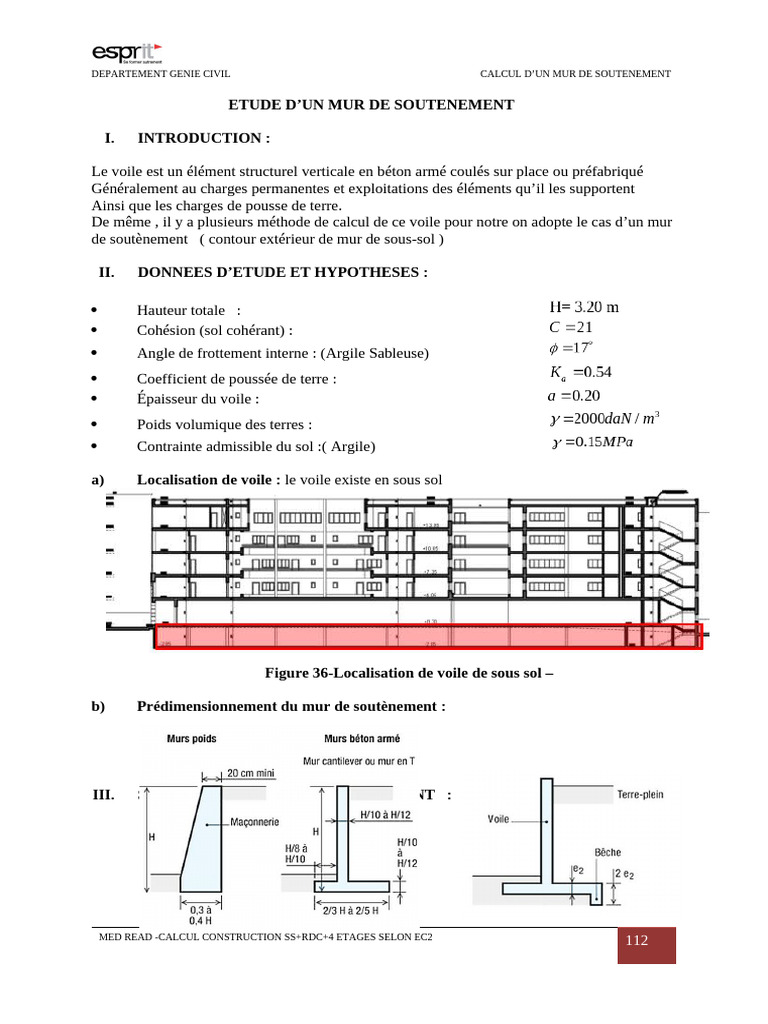 Chapitre 11 Calcul Mur de Soutenement | PDF