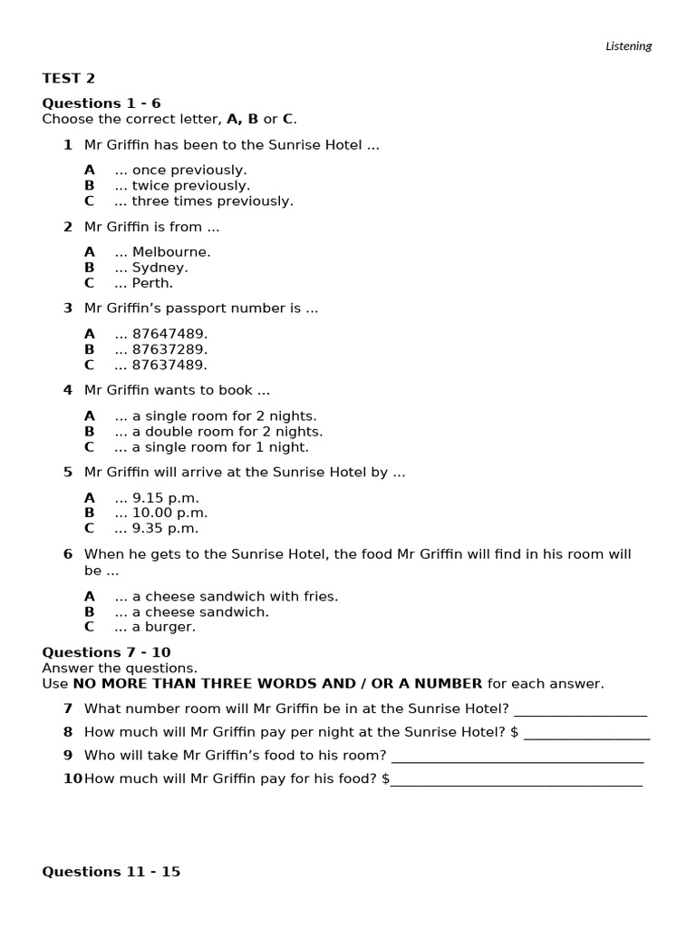 BC Premium Listening Test 2 | PDF