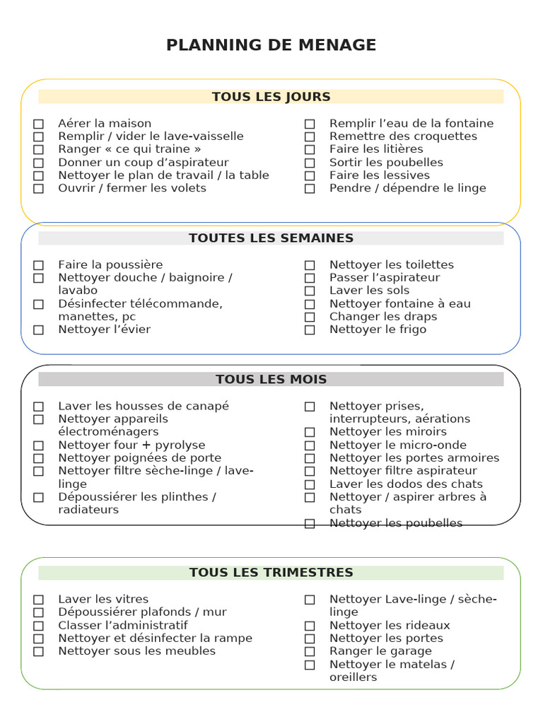 Planning de Menage | PDF