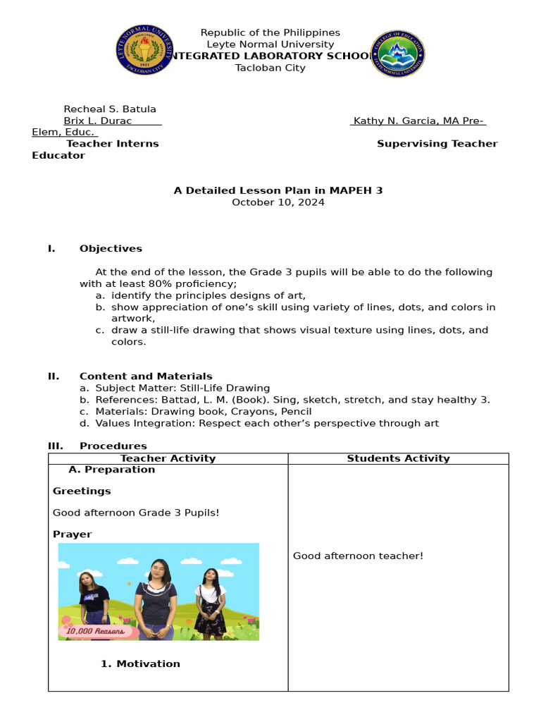 MAPEH STILL LIFE DRAWING Revised | PDF | Still Life | Visual Arts