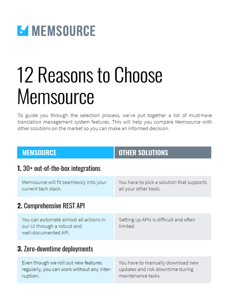 12 Reasons To Choose Memsource | PDF