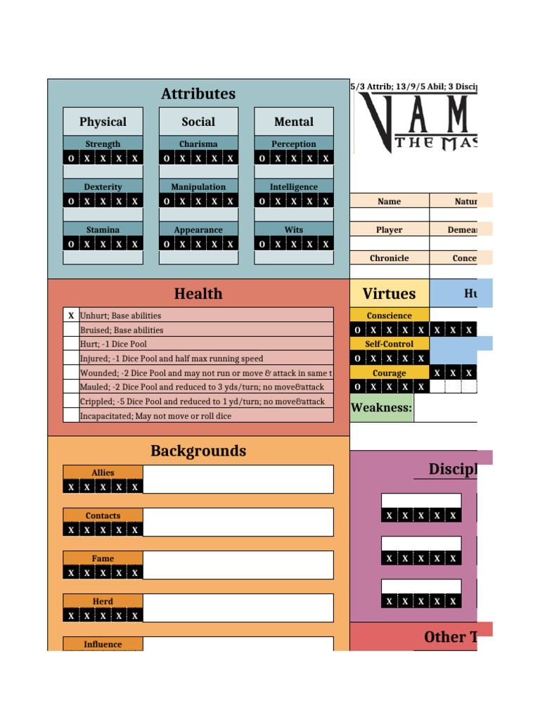 Vampire_ The Masquerade Sheet | PDF
