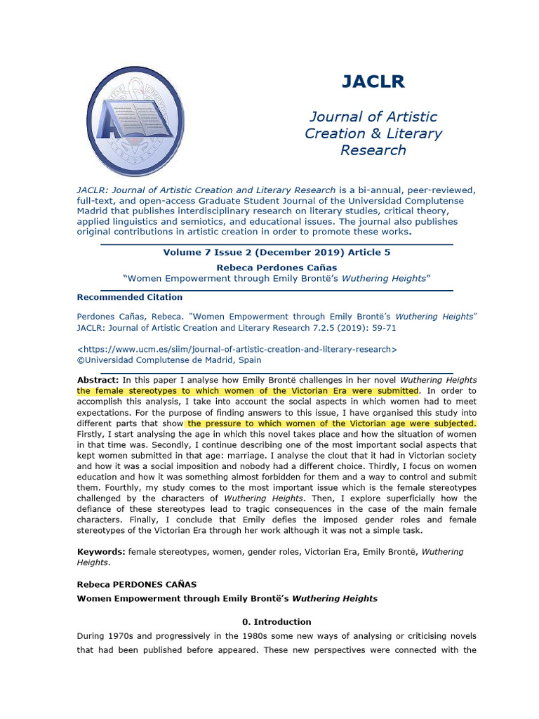 Wuthering Heights - Literary Research | PDF