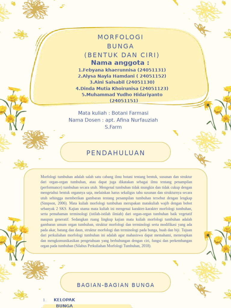 Morfologi Bunga Kelompok 4, 1C | PDF