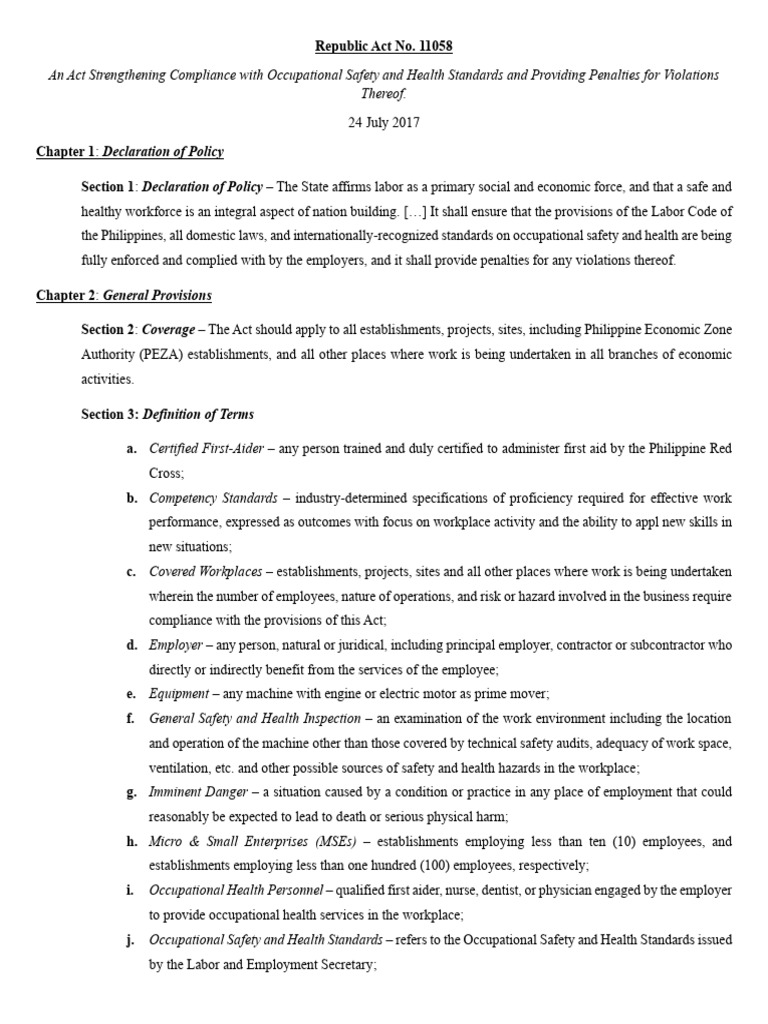 Ra 11058 | PDF | Occupational Safety And Health | Business