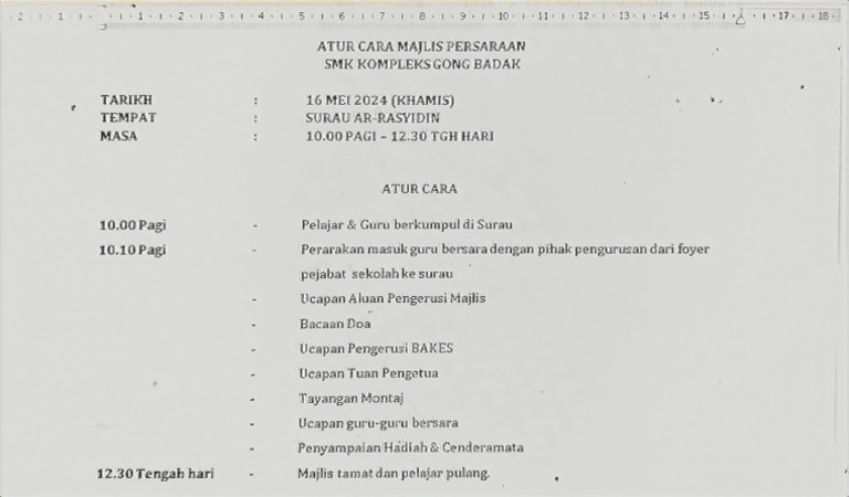 Tentatif Majlis Persaraan | PDF