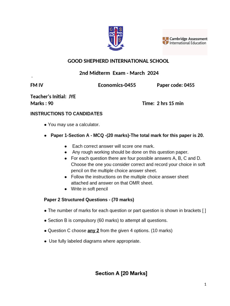Eco QP FM4 2nd Midterm 24 | PDF