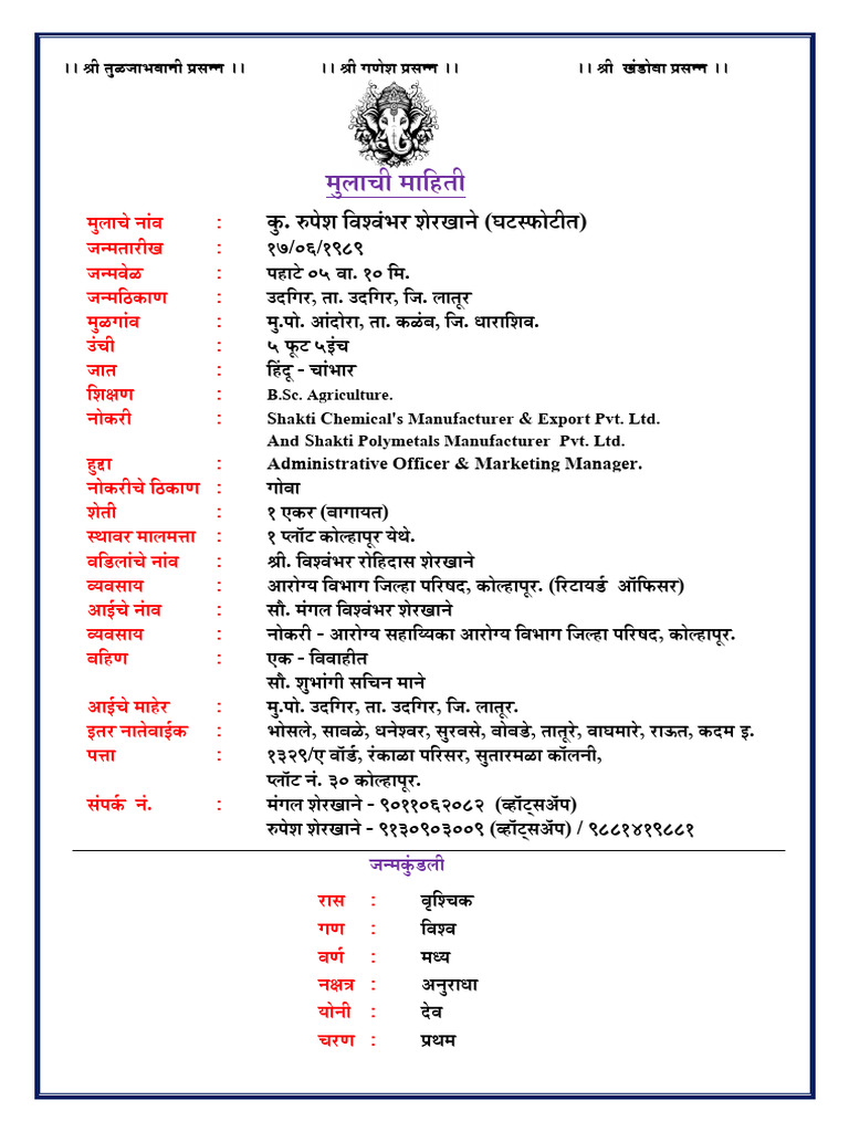 AGR Rupesh Sherkhane Biodata | PDF