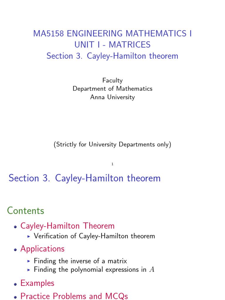 Matrices-Section 3 | PDF