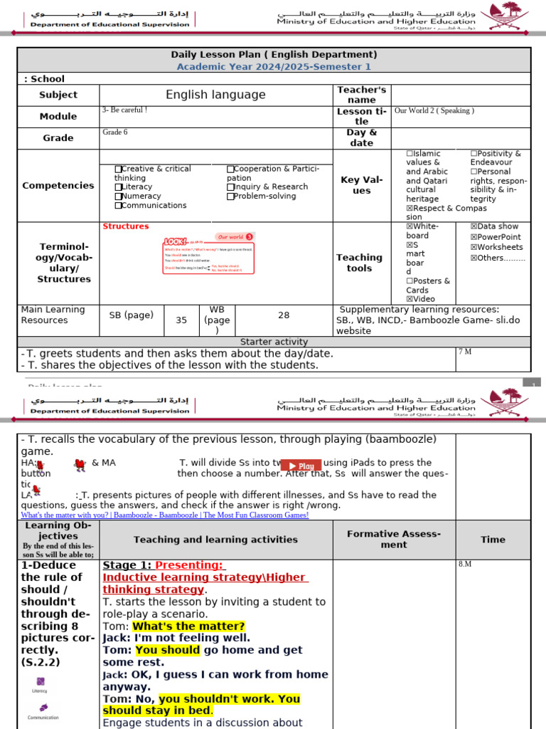 Module 3-Our World 2-Speaking 1(2) | PDF