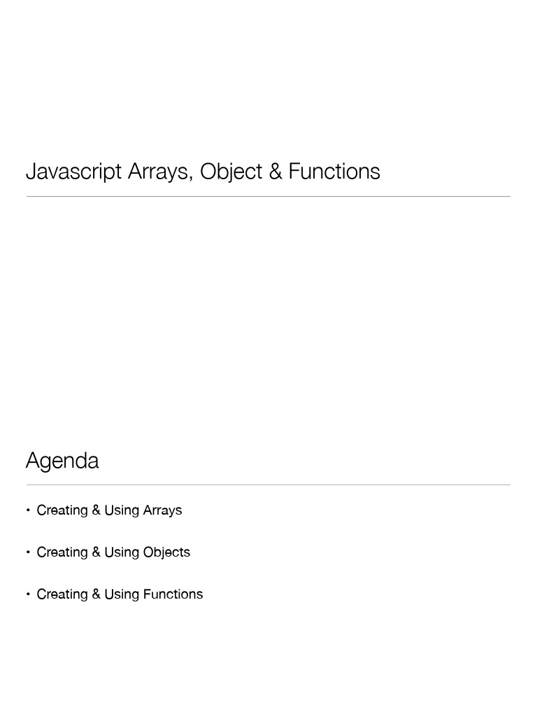 Arrays Objs Functions | PDF