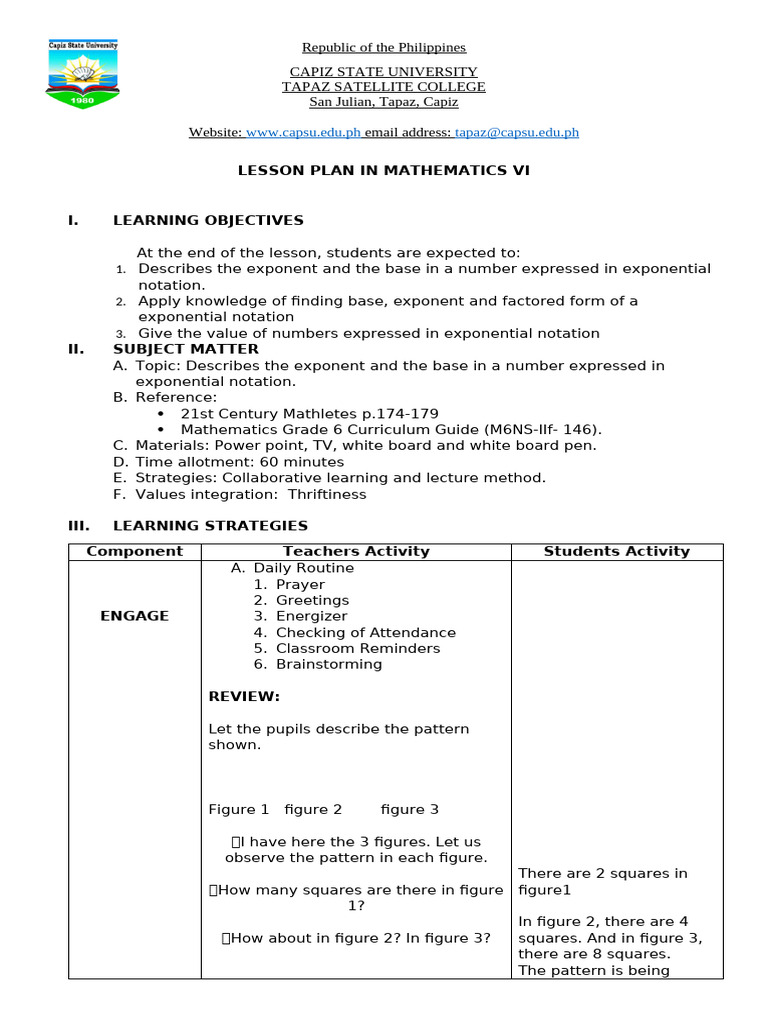 Exponential-Notation 111843 | PDF | Exponentiation | Lesson Plan