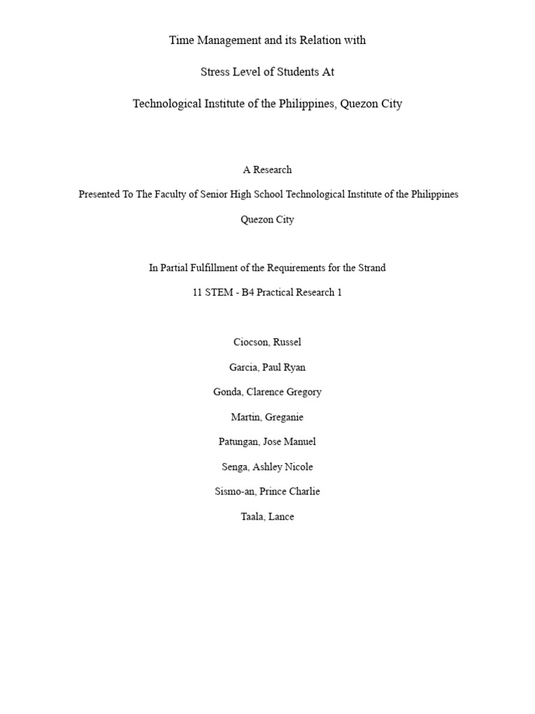 Time Management and Its Relation With Stress Level of Students | PDF