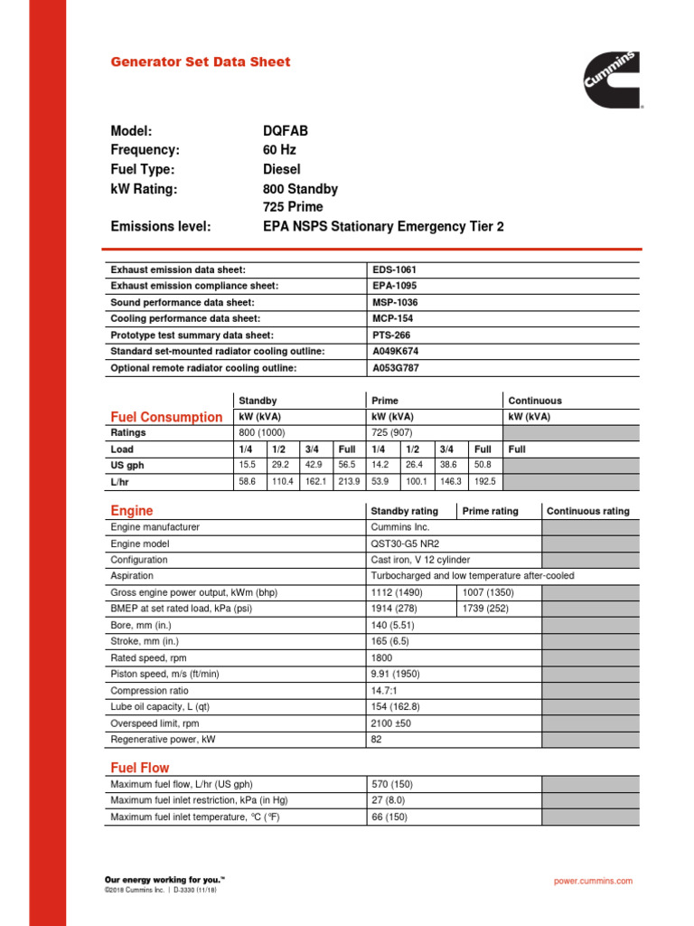 Cummins DQFAB Data Sheet | PDF
