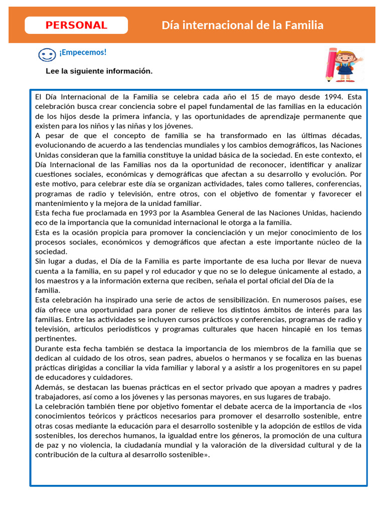 Día Internacional de la Familia 2023 | PDF | Familia | Nación