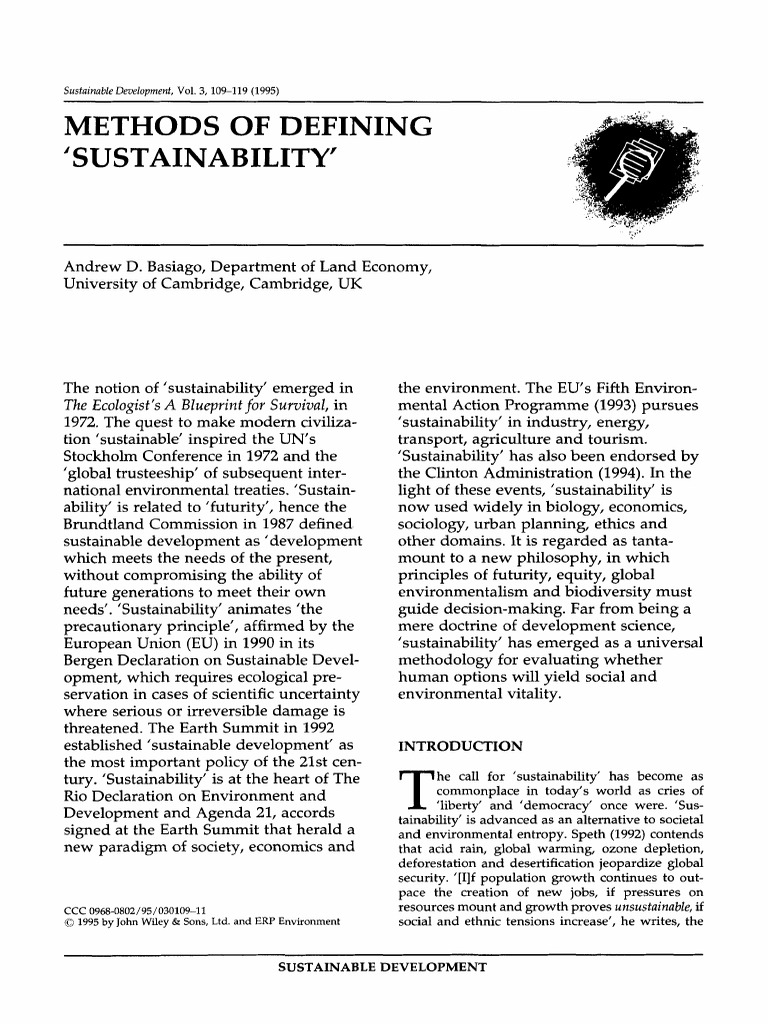 Methods of Definining Sustainability | PDF
