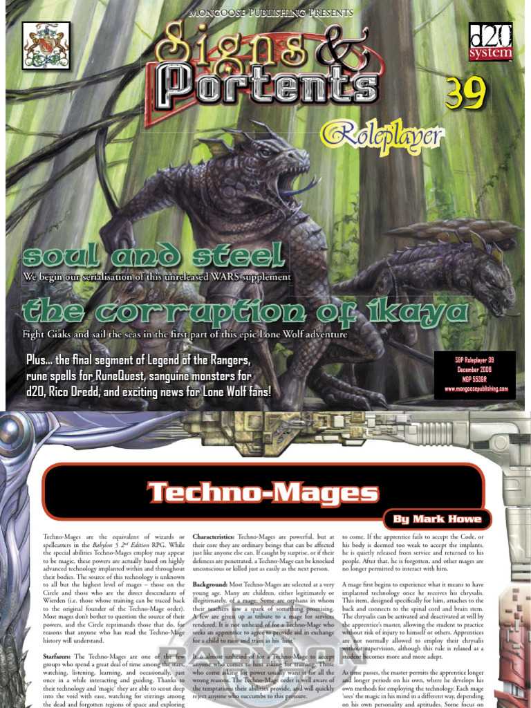 Signs & Portents - Techno-Mage Fact Book 2nd Ed. Update | PDF