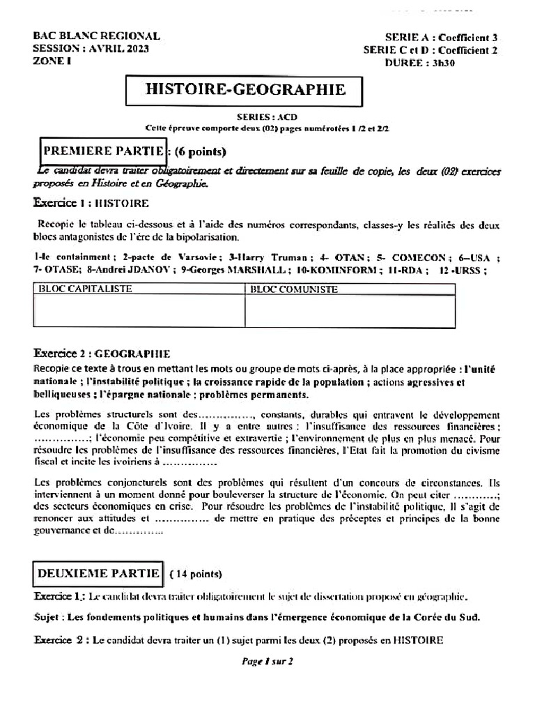 Bac Daloa HG 2024 | PDF