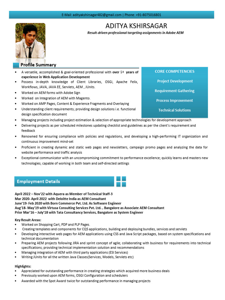 Aditya Kshirsagar AEM Resume | PDF | Java (Programming Language) | Web Development