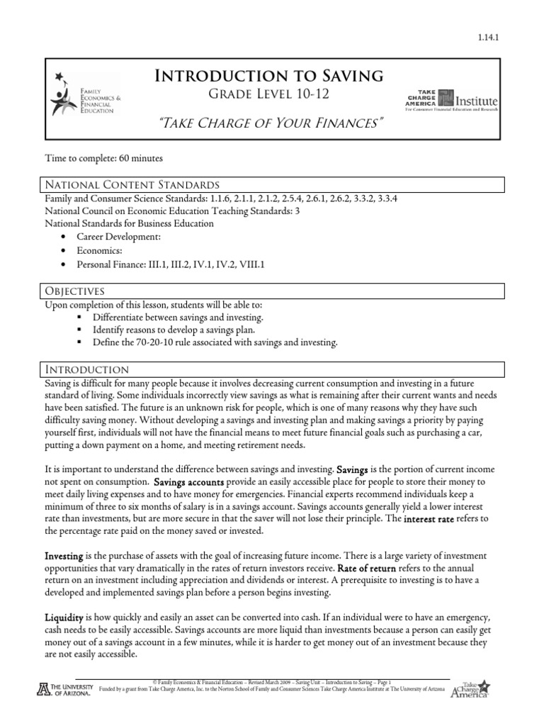 SS SavingVsInvesting GradeHS Assessment | PDF