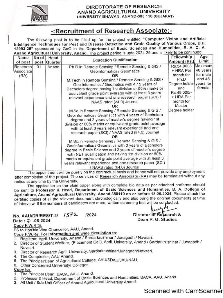 Ra Recruitment Dept of Basic Science Rega Career Jun 2024 | PDF