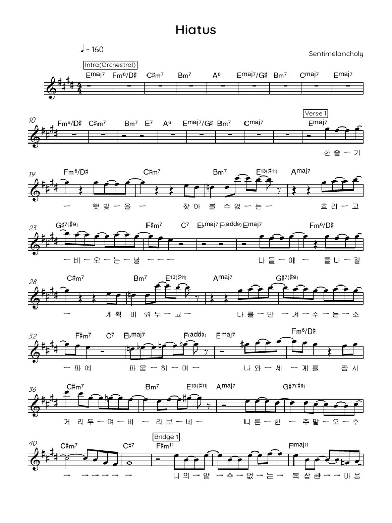 Hiatus Lead Sheet | PDF